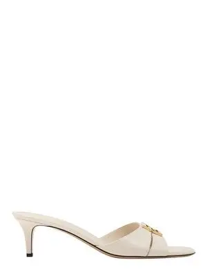 Fendi Fold Leather Kitten-heel Sandals - White
