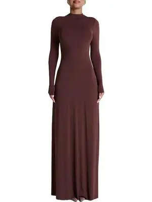 Naked Wardrobe Long Sleeve Maxi Dress - Chocolate