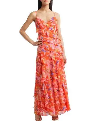 Eliza J Floral Fil Coupé Maxi Dress - Rdm