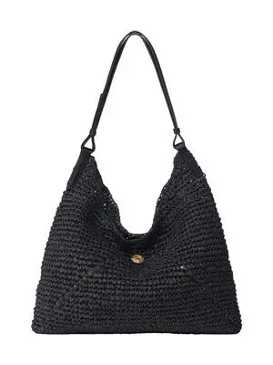 ORYANY Raffia Triangle Shoulder Bag - Black