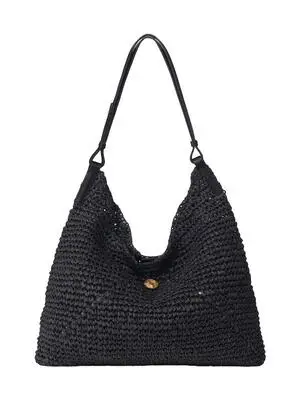 ORYANY Raffia Triangle Shoulder Bag - Black