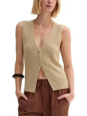 CRESCENT Sleeveless Sweater Vest - Beige