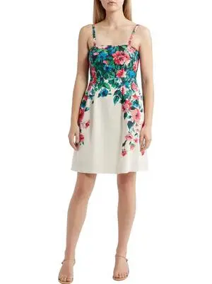 TAHARI ASL Tahari ASL Placed Floral A-Line Dress