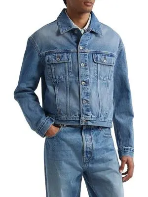 Jacquemus La Veste De-nîmes Denim Trucker Jacket - Blue/ Tabac