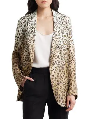 Kobi Halperin Ombré Metallic Animal Print Blazer - Brown Multi