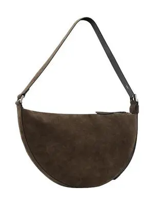 ALLSAINTS Half Moon Suede Shoulder Bag - Fango Brown