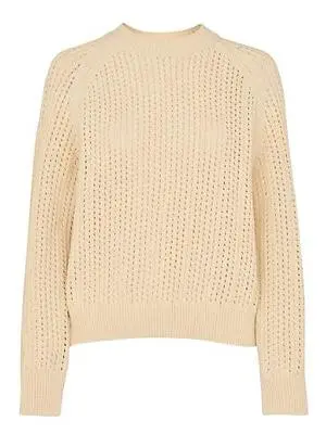 Whistles Round-neck Pointelle-knit Cotton Jumper - Cream
