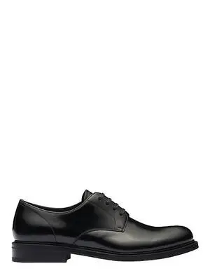 Prada Brushed Leather Lace-up Shoes - Black