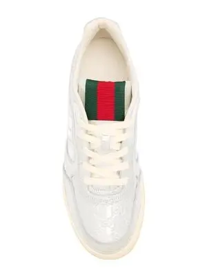 Gucci Re-web Mirror Leather Sneakers - Silver