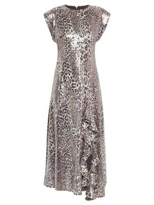 GANNI Ganni Leopard Sequined Midi Dress Leopard