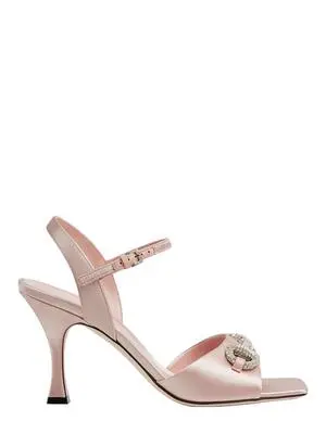 Gucci Satin Sandal With Crystal Horsebit - Pink