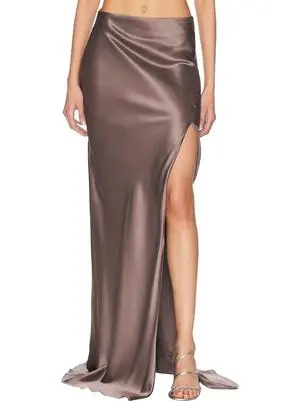 THE SEI Gala Bias Slit Skirt - Smog