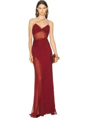 THE SEI Strappy Diaphanous Gown - Brick