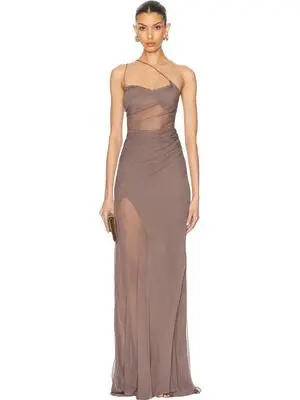 THE SEI Strappy Diaphanous Gown - Smog