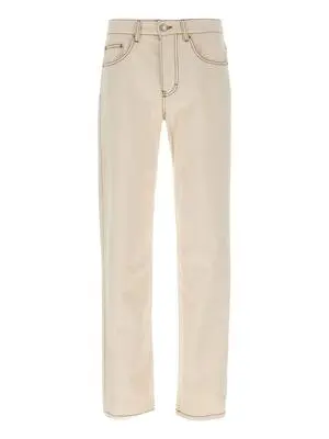 Ami Garment-dyed Cotton Denim Jeans - Beige