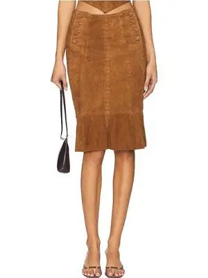 UNDERSTATED LEATHER Handkerchief Leather Skirt - Brown