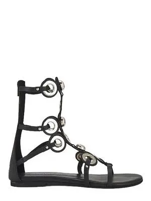 Jeffrey Campbell Geared Gladiator Sandals - Black Silver