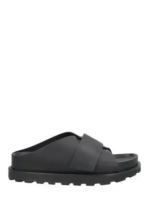 JIL SANDER JIL SANDER Black Leather Flatform Sandals