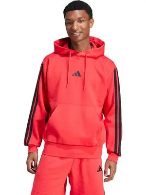 Adidas Essentials 3-stripes Fleece Hoodie - Pure Ruby / Black