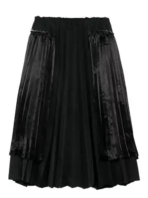 BLACK COMME DES GARÇONS Pleated Midi Skirt - Black