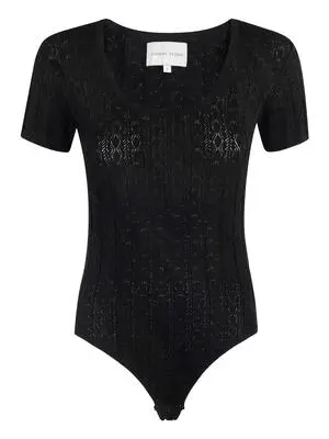 Loulou De Saison Short-sleeve Knitted Bodysuit - Black