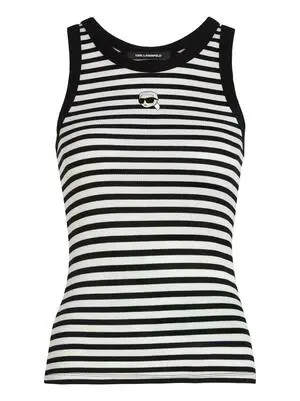 Karl Lagerfeld Ikon Ribbed Tank Top - White