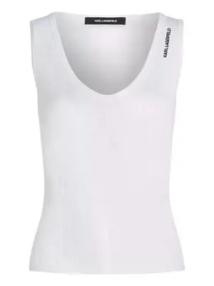 Karl Lagerfeld Ribbed Tank Top - White