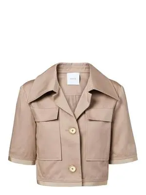 PATOU Cropped Cotton Gabardine Jacket - Beige