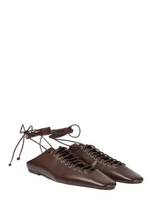 Dries Van Noten Leather Lace-up Flats - Brown