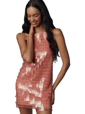 Anthropologie Saylor Nicki Sequ Mi Dress - Flamingo