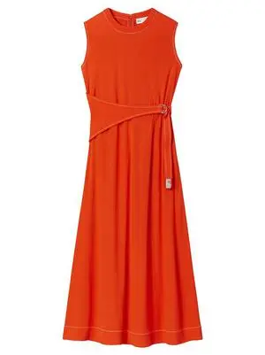 Tory Burch Belted Jersey Dress - Deep Poppy