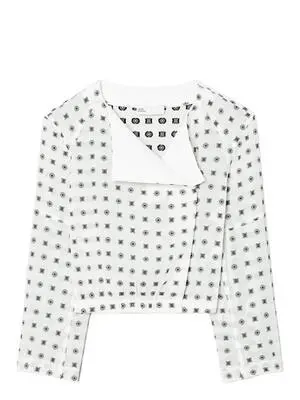 Tory Burch Jacquard Wrap Top - Marshmallow Nothing Ditsy