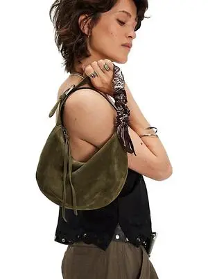 Free People Sina Suede Shoulder Bag Olive