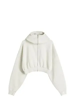 ENTIRE STUDIOS Cropped Full Zip Hoodie - Rice