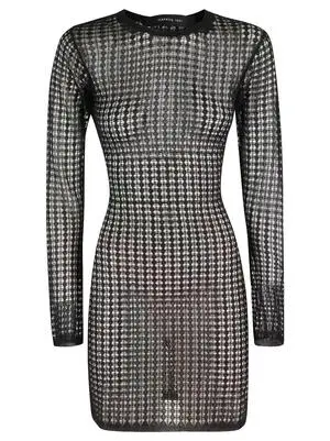 Federica Tosi Open-knit Long-sleeve Dress - Black