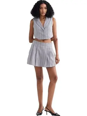 REISTOR Cropped Cotton Tweed Vest Set - Grey