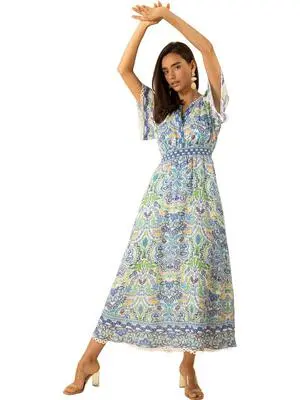 Hale Bob Katelyn Linen Maxi Dress - Blue