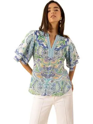 Hale Bob Braelyn Voile Top - Blue