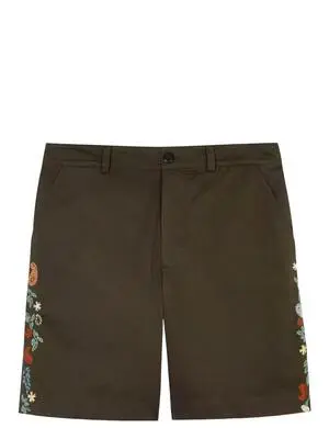 Paul Smith Embroidered Cotton Shorts - Green