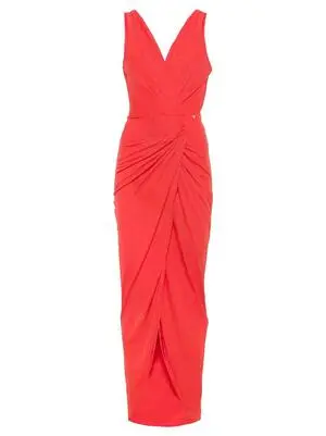 NISSA Glitter Maxi Dress - Red
