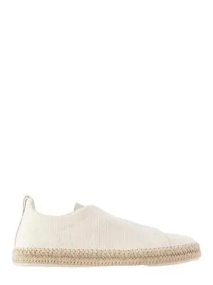 Zegna Triple Stitch™ Leather-trimmed Slip-on Sneakers - Neutrals