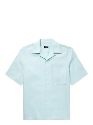 Zegna Convertible-collar Oasi Linen Shirt - Green