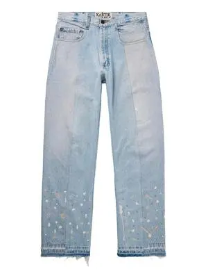 KARTIK RESEARCH Upcycled Embellished Panelled Jeans - Blue