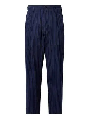 KARDO Yuki Wide-leg Pleated Striped Trousers - Blue