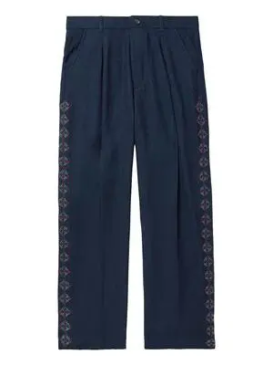 KARTIK RESEARCH Pleated Embroidered Trousers - Blue