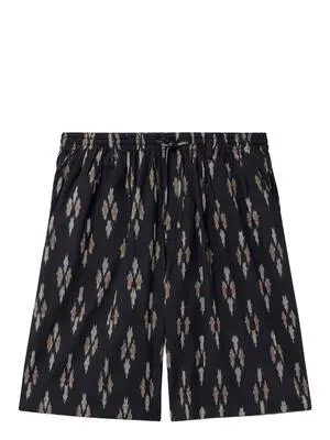 KARDO Cotton-jacquard Wide-leg Drawstring Shorts - Black