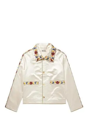 BODE Candyfloss Embroidered Satin Track Jacket - Neutrals