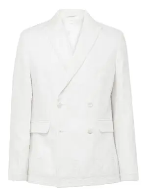 BODE Marsh Double-breasted Tulle-trimmed Linen Suit Jacket - White