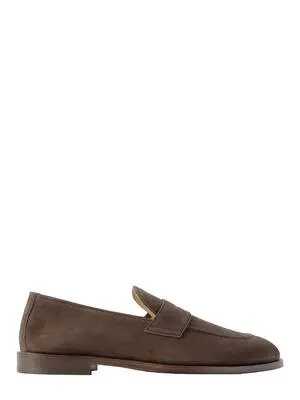 Brunello Cucinelli Suede Penny Loafers - Brown
