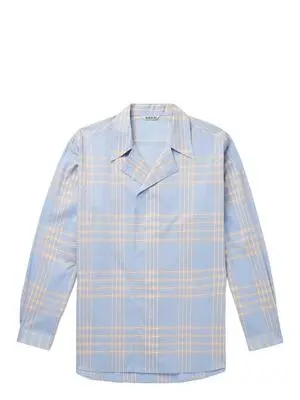 Auralee Auralee - Camp-Collar Checked Cotton Shirt - Men - Blue - 5 Blue